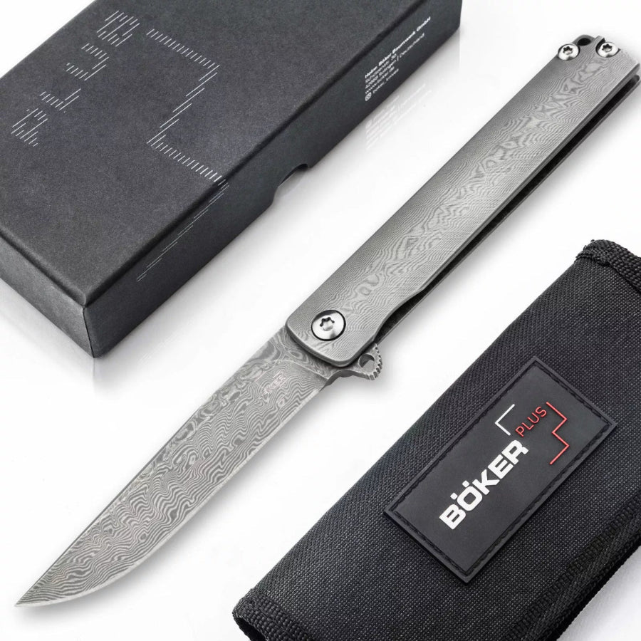 Boker Plus Knife 01BO358DAM Gemma Damast All Damascus Flipper Frameloc ...