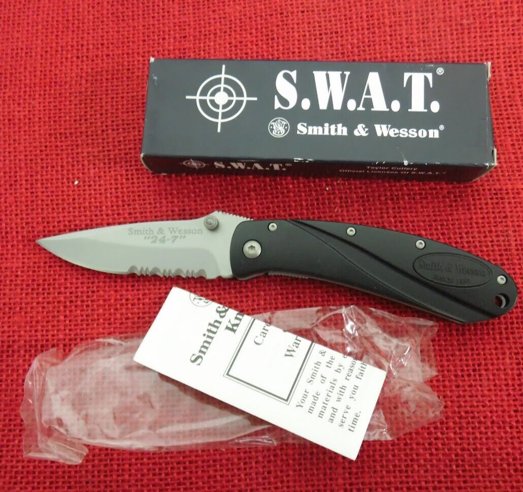 Smith & Wesson SW24-7S Knife Serrated Utility Liner Lock Zytel Handle ...