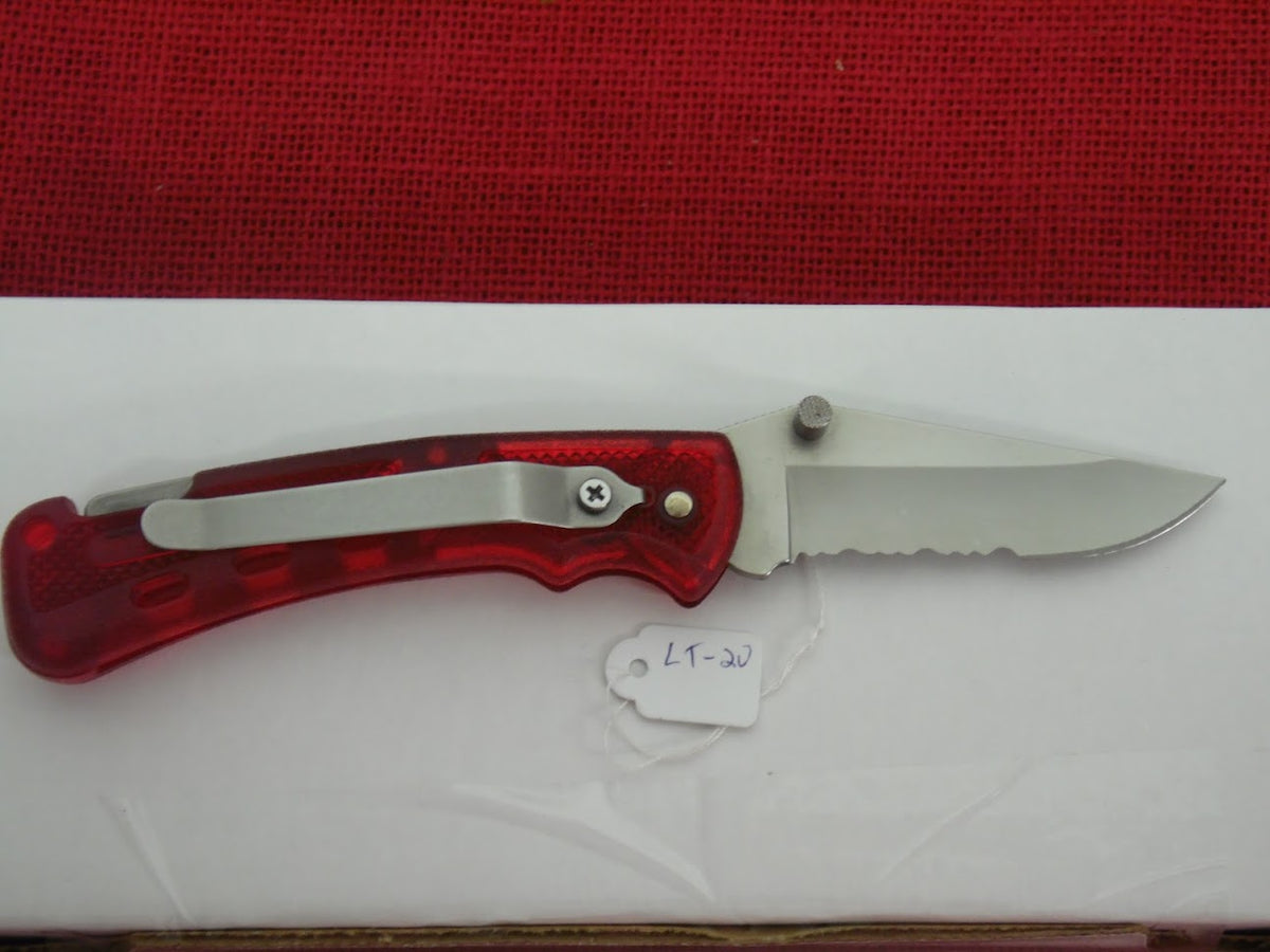 Buck 0442FX 442FX 442 Bucklite Clear Red Folding Pocket Knife Lockback ...