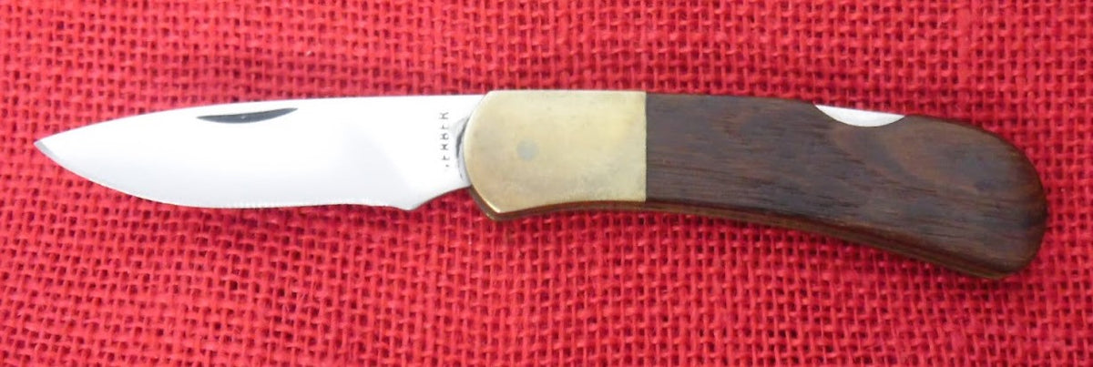 Gerber Classic Knife Wood Handle Brass Frame 1980's USA Lock Back Lot ...