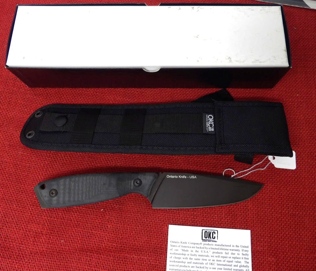 Ontario Knife OKC Cerberus Fixed Blade Black D2 Blade G10 Handles USA ...