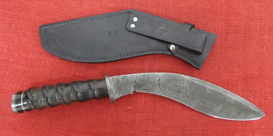 Craig Steketee Custom Stek Knife 17" Kukri Handmade Damascus Horn Hand ...